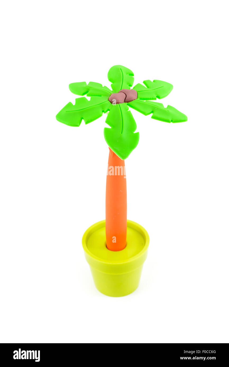 Coconut tree plastic model isolated on white background Stock Photo - Alamy