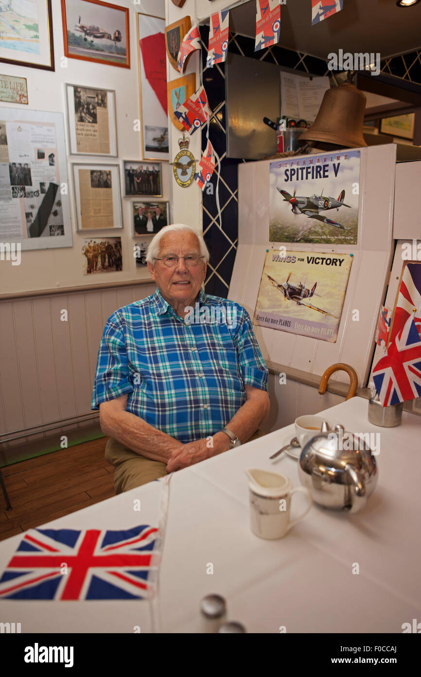Biggin Hill, UK. 12th August, 2015. Fergus Anckorn, now aged 96, was a ...