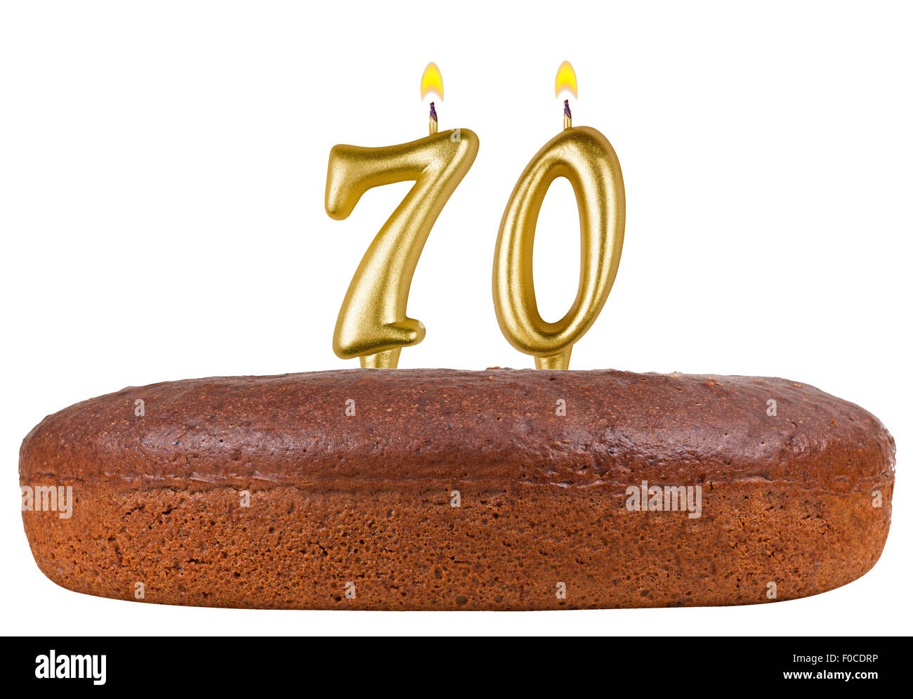 birthday cake with candles number 70 isolated on white background Stock ...