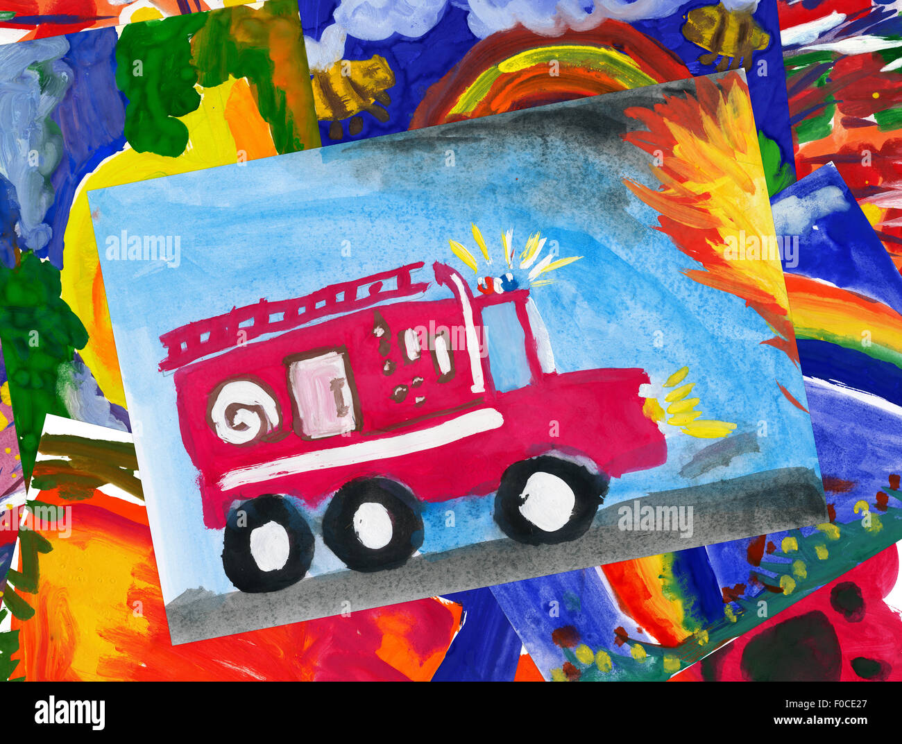 Child picture of fire truck hi-res stock photography and images - Alamy