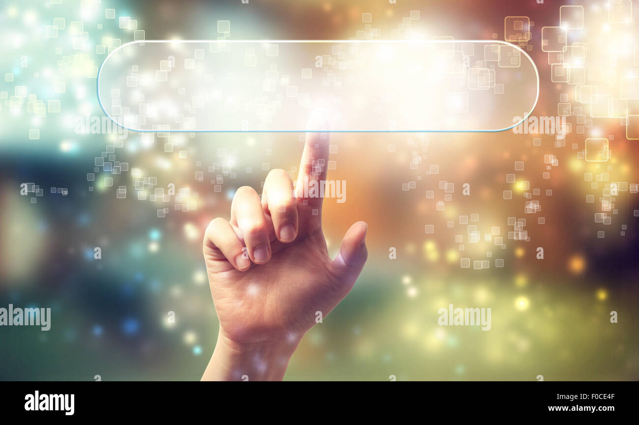 Rectangle clear button icon being pressed by a hand Stock Photo - Alamy