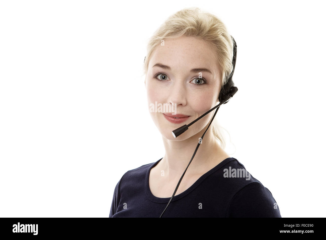 Callcenter helpdesk female headset hi-res stock photography and images ...