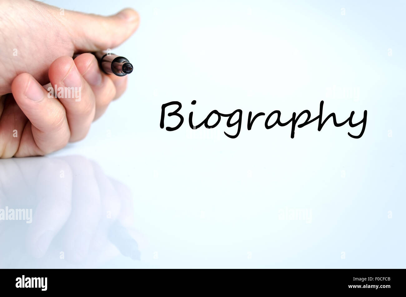Biography text concept isolated over white background Stock Photo - Alamy