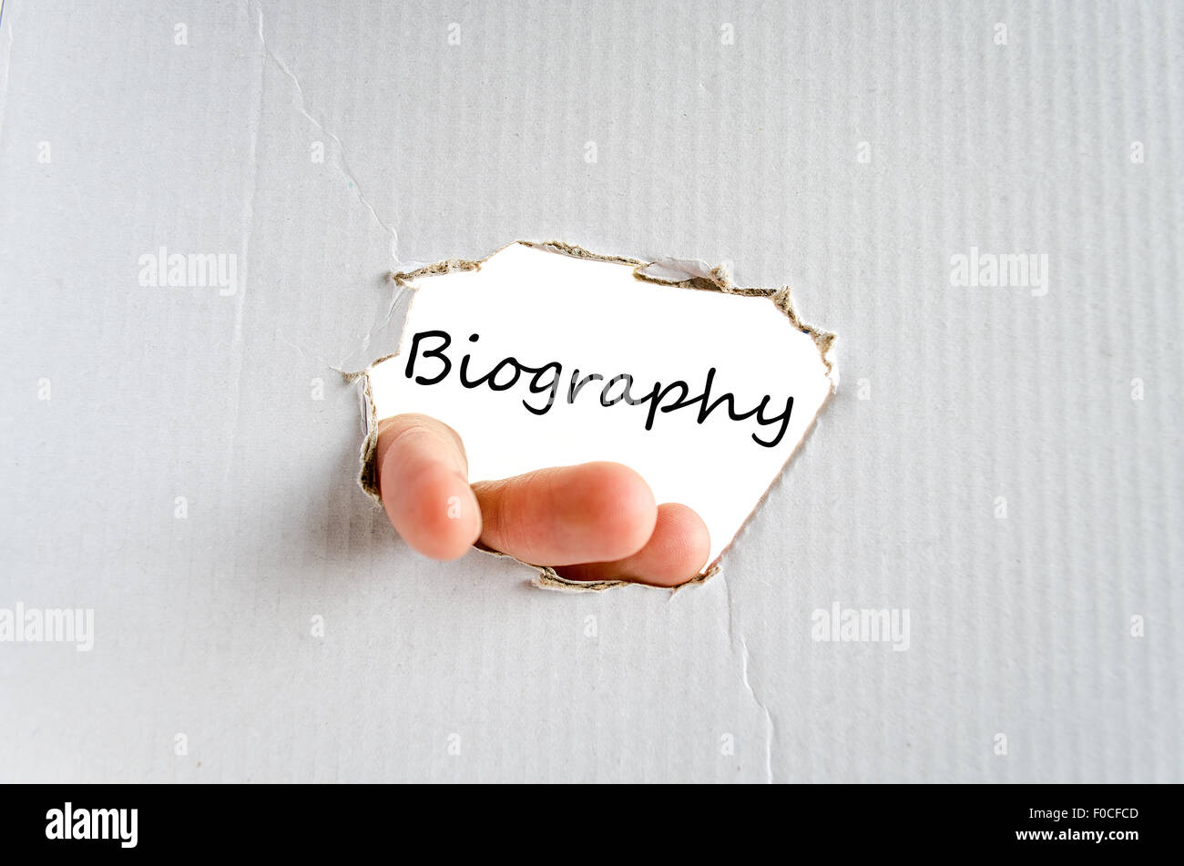 Biography text concept isolated over white background Stock Photo - Alamy