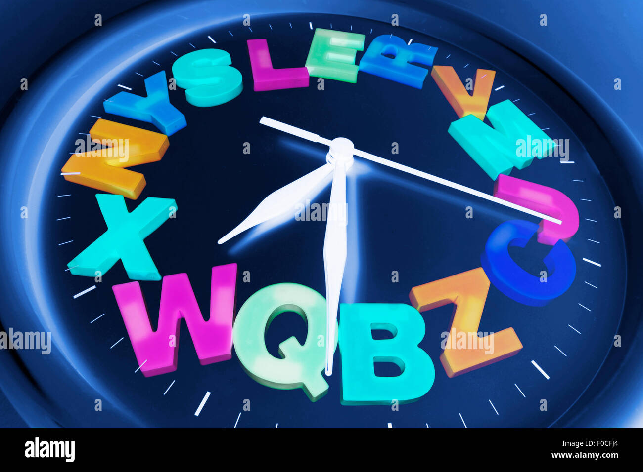 Plastic Alphabets on Wall Clock Stock Photo - Alamy