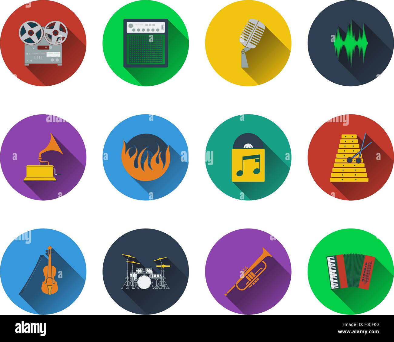 Set of musical icons in flat design Stock Vector Image & Art - Alamy