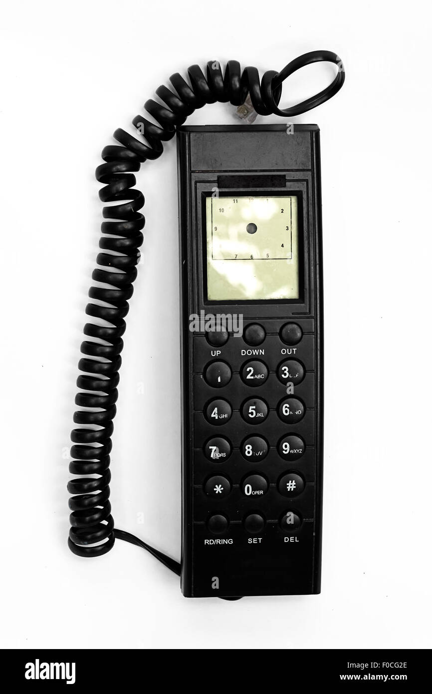 Black wire telephone Stock Photo - Alamy