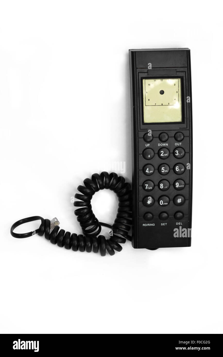 Black wire telephone Stock Photo - Alamy