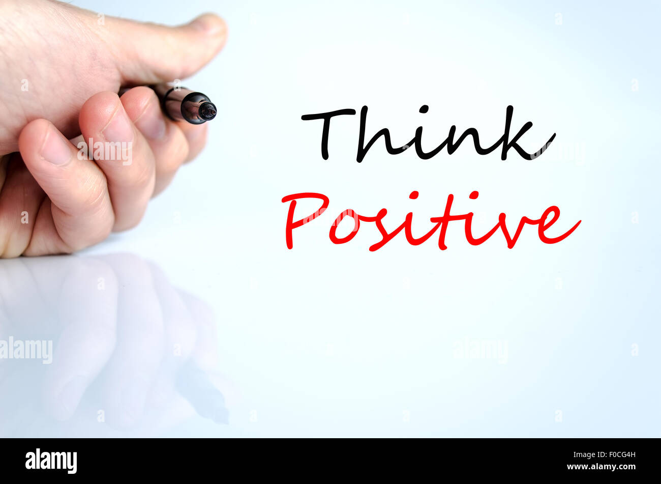 Think positive text concept isolated over white background Stock Photo ...