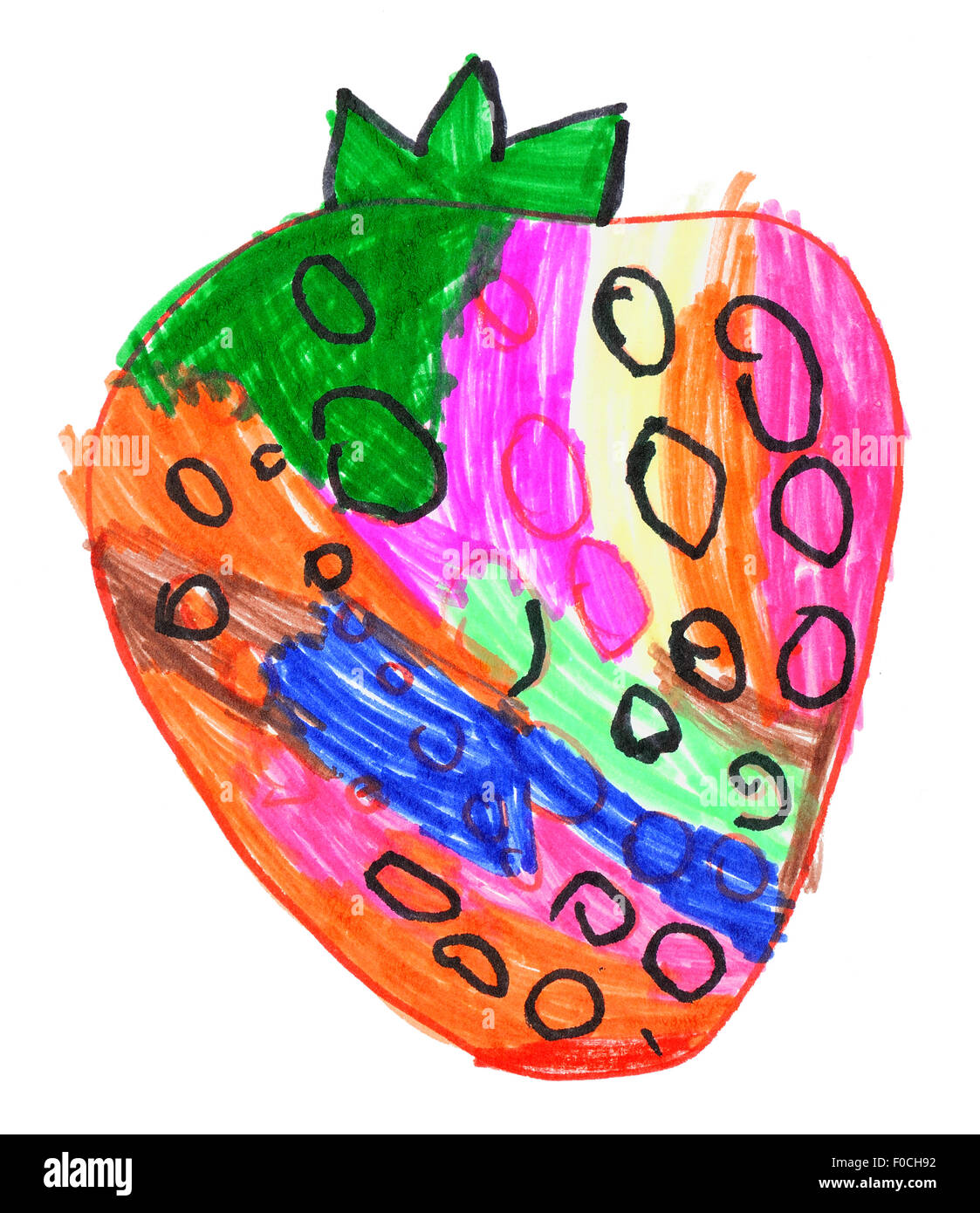 strawberry. child's drawing on paper. isolated Stock Photo - Alamy