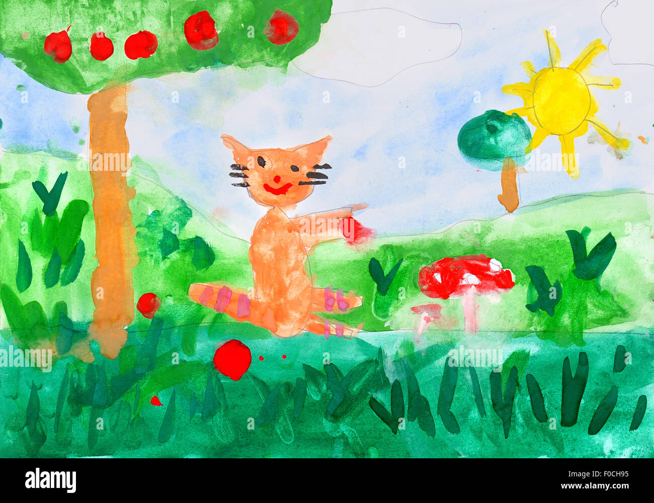 child's drawing on paper. isolated Stock Photo - Alamy