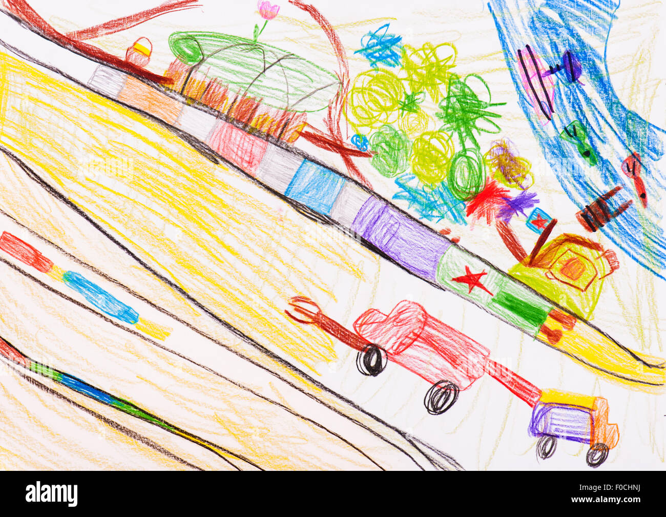 children's drawing. various fantasy Stock Photo - Alamy