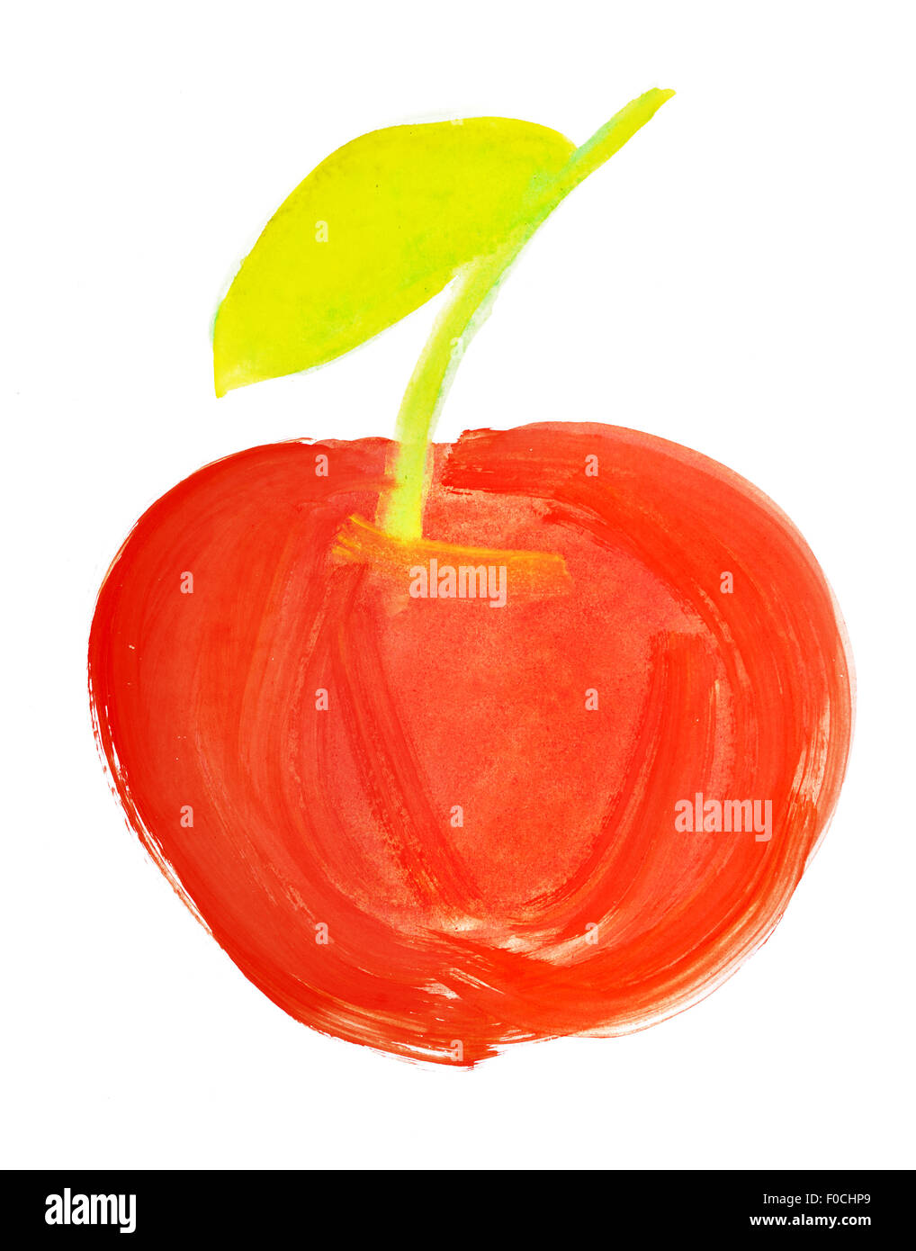 red apple painted in watercolor. isolated Stock Photo - Alamy