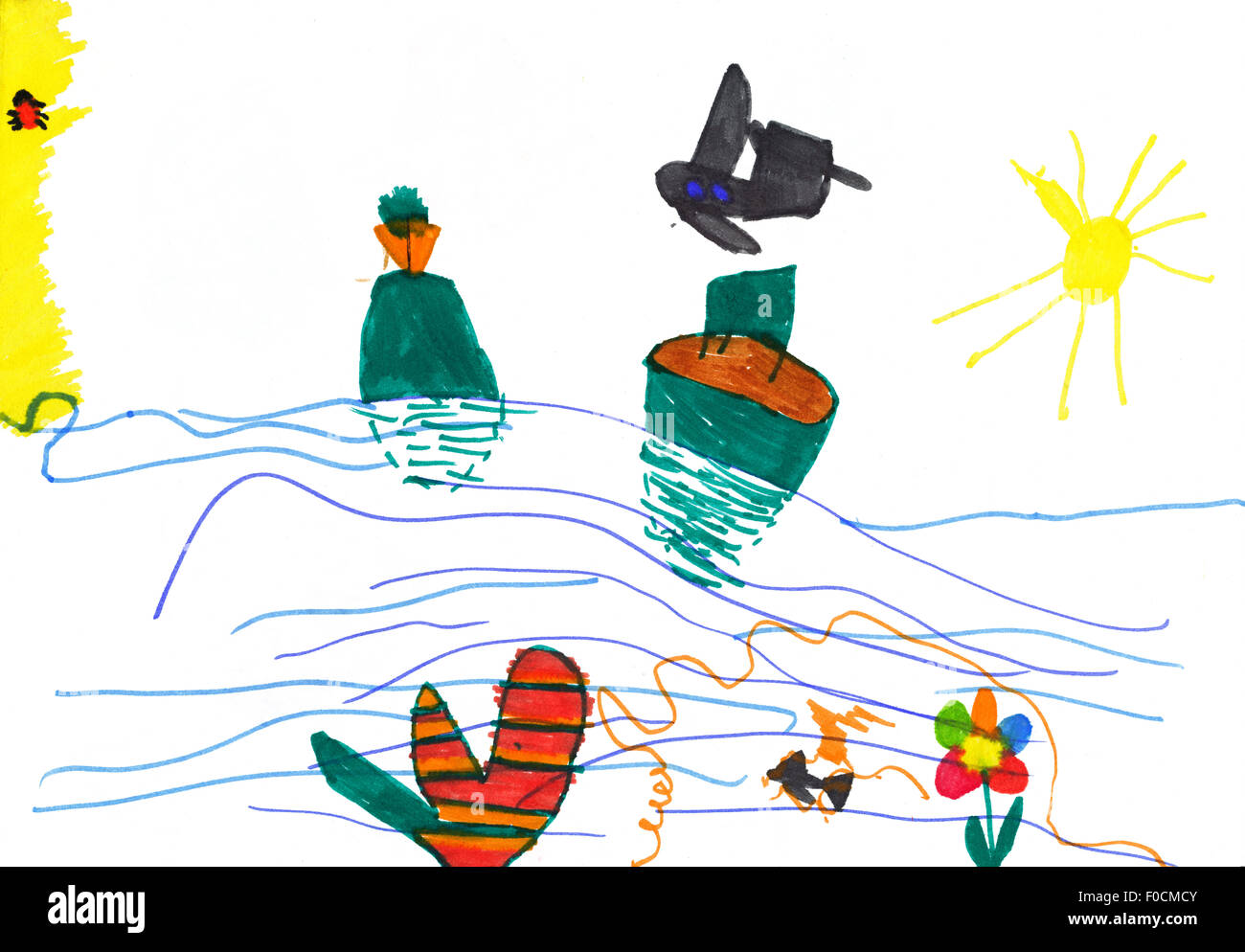 children's drawing. various fantasy Stock Photo - Alamy