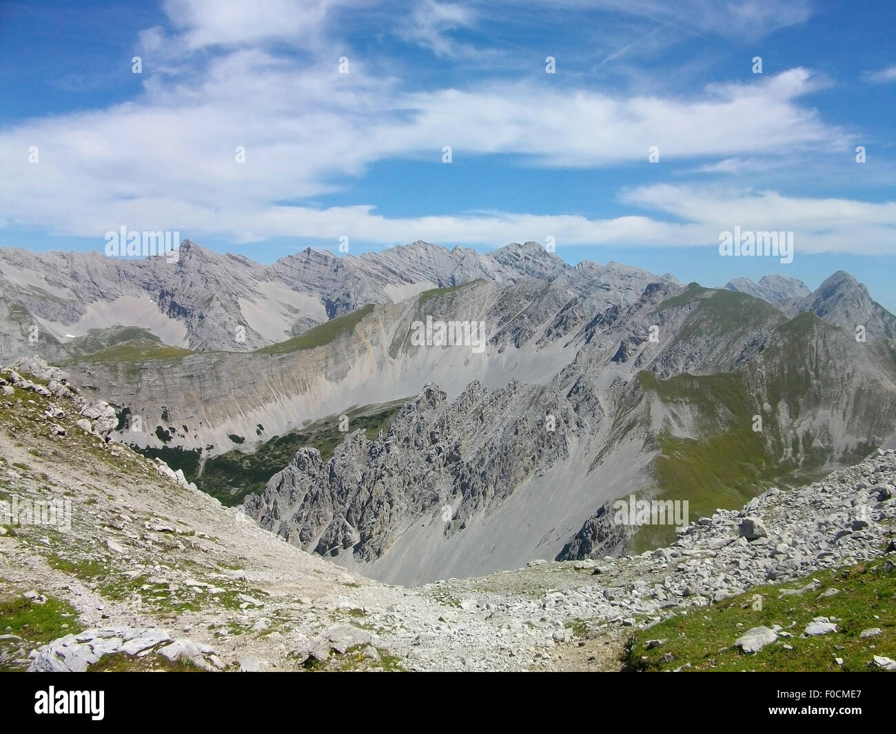 Karwendel mountain range in Austria, taken from the Seegrube, high ...