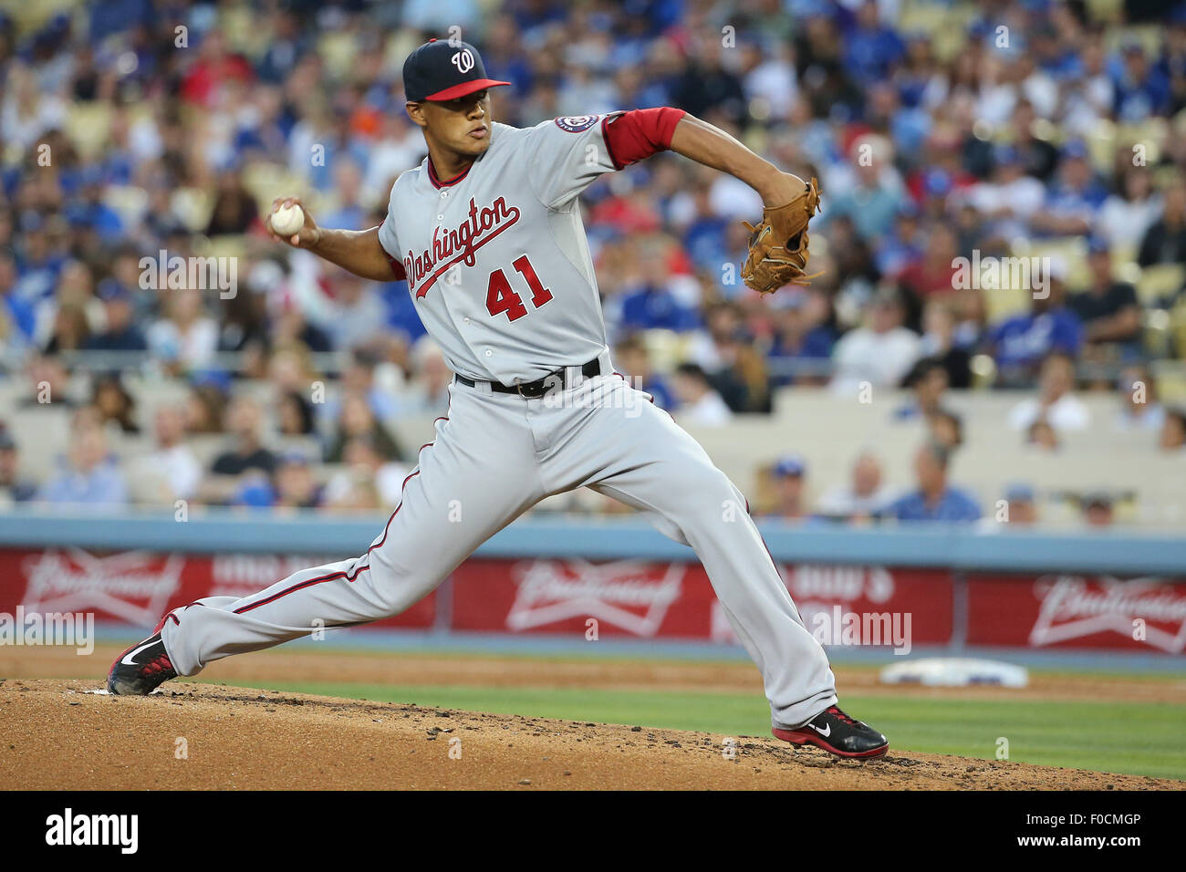 Los Angeles, CA, USA. 11th Aug, 2015. Washington Nationals starting ...