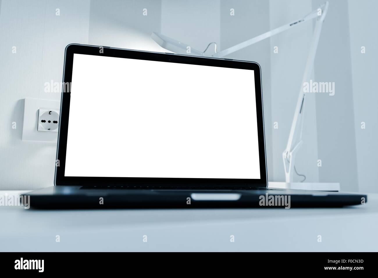 Laptop Computer on Desk. Blank Copy Space on a Screen. Workstation ...