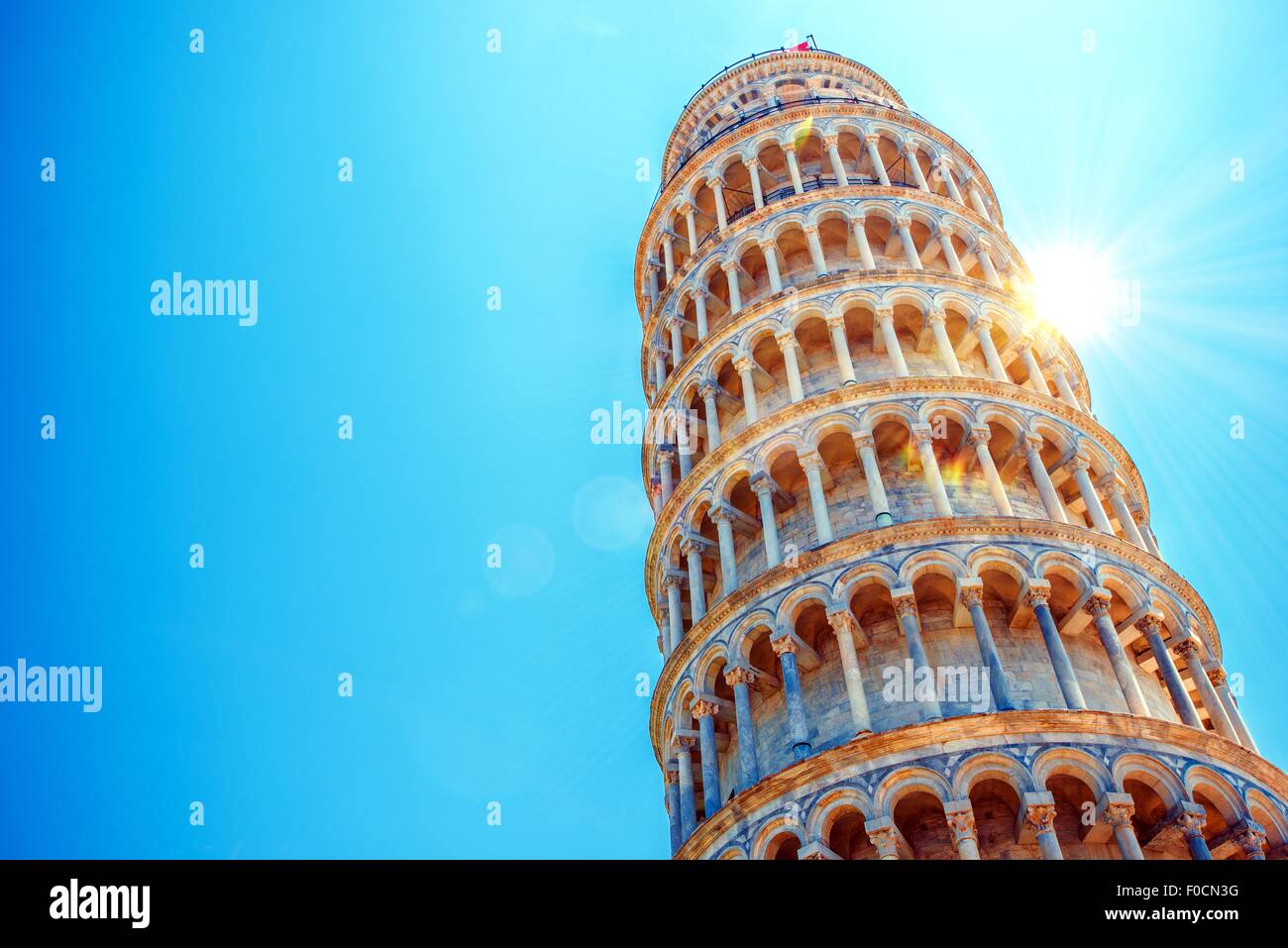 Leaning Tower of Pisa, Italy, Europe. Tower of Pisa Over Blue Sky ...