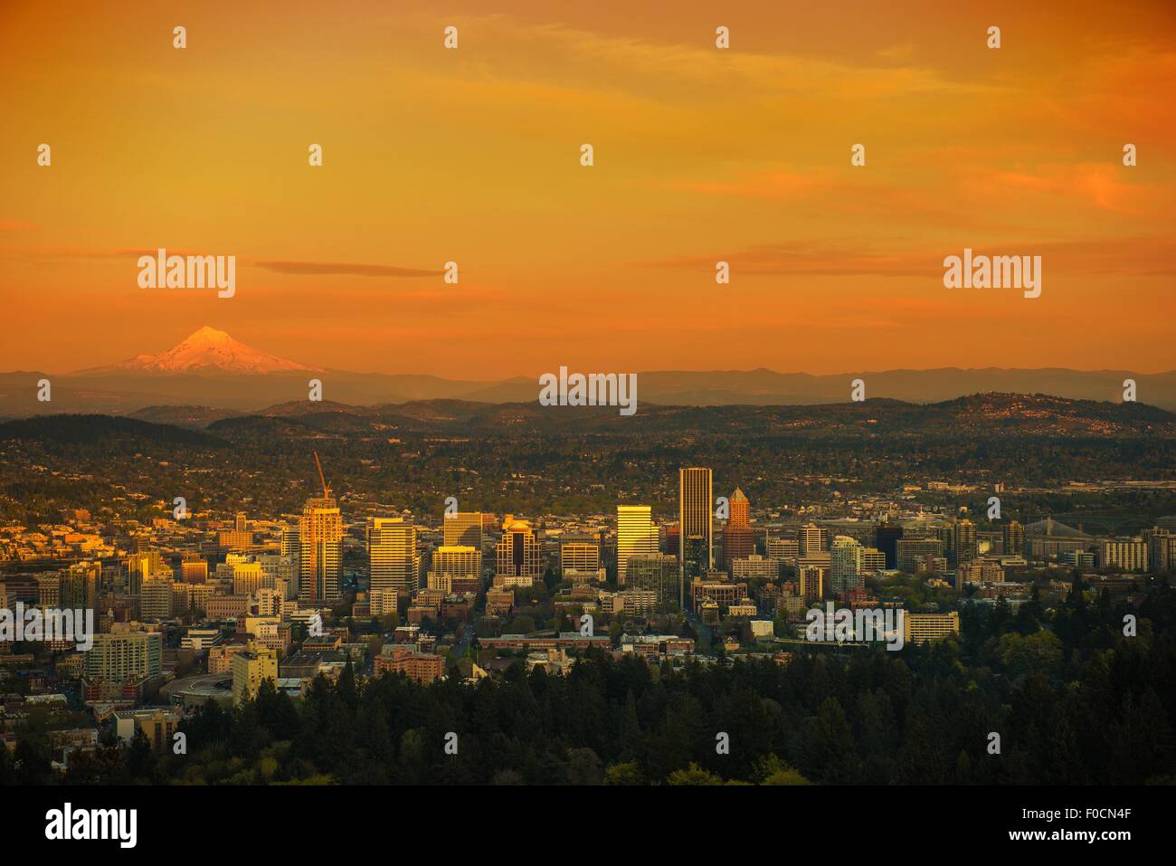 Sunset Scenery in the Portland, Oregon. Portland Cityscape. Untied ...