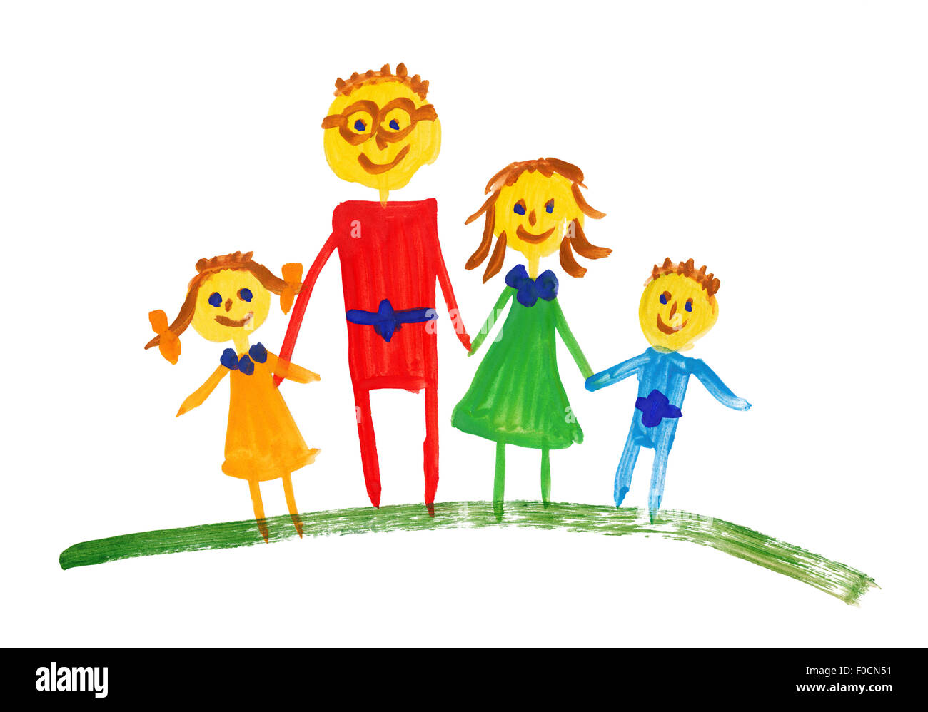 happy family. watercolor drawing Stock Photo - Alamy