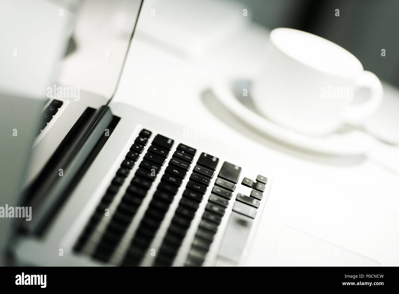 Computer and Coffee Cup. Modern Mobile Workstation Stock Photo - Alamy
