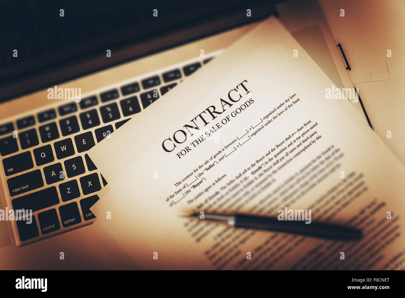 Contract For The Sale of Goods Concept Photo. Contract on the Laptop ...