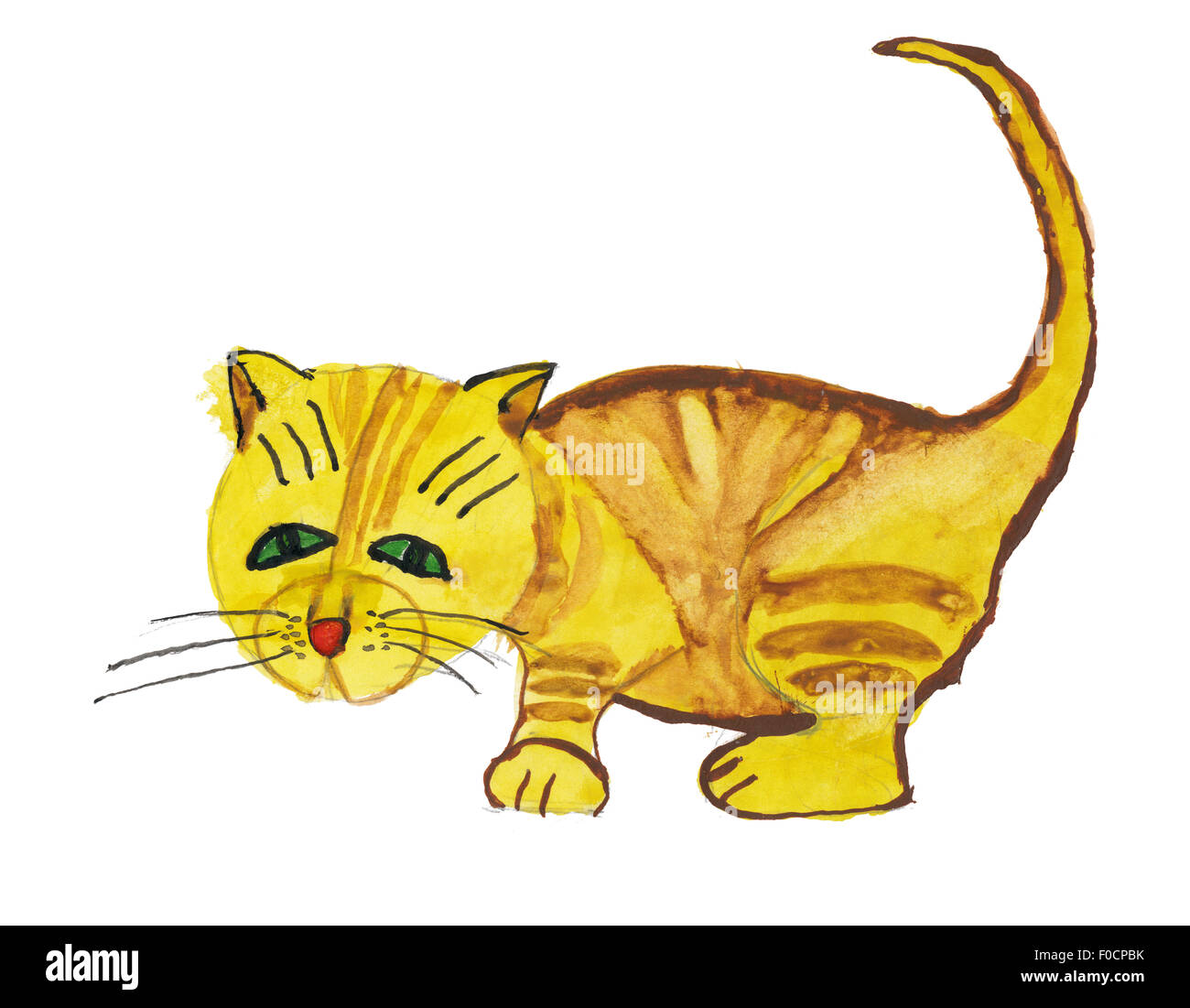 Rufous cat. Child's drawing Stock Photo - Alamy