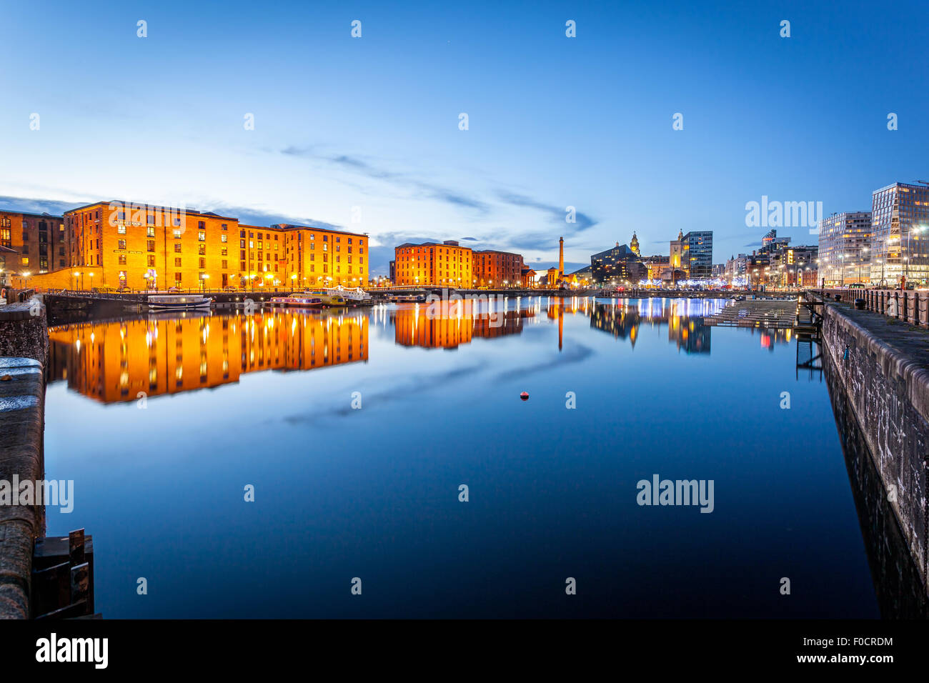 Liverpool waterfront skyline with its famous buildings like Pierhead ...