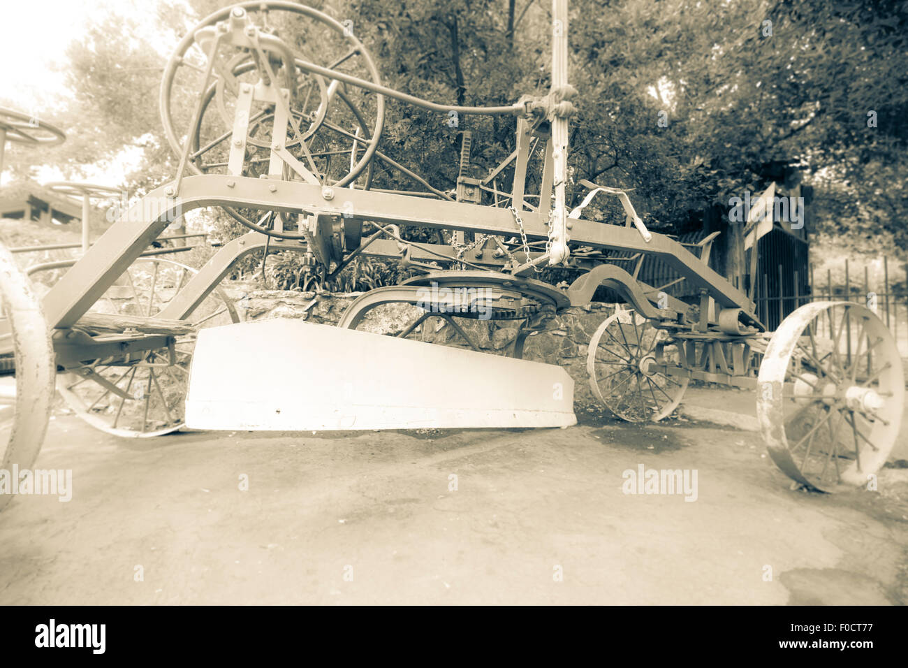 An Antique grader at Casa de Fruita orchard resort near Gilroy ...