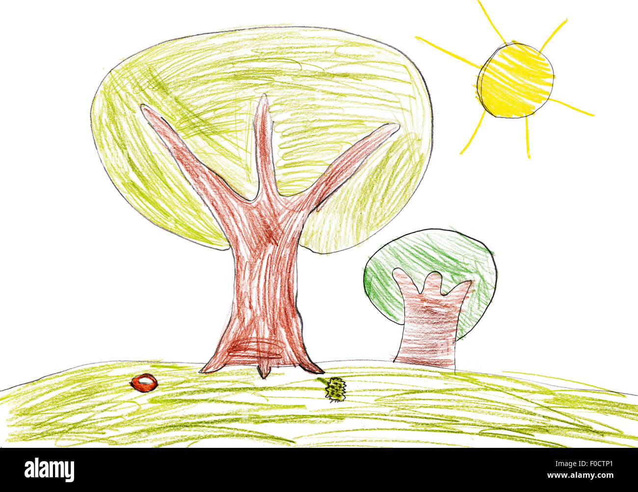 Child drawing sun sky trees hi-res stock photography and images - Alamy
