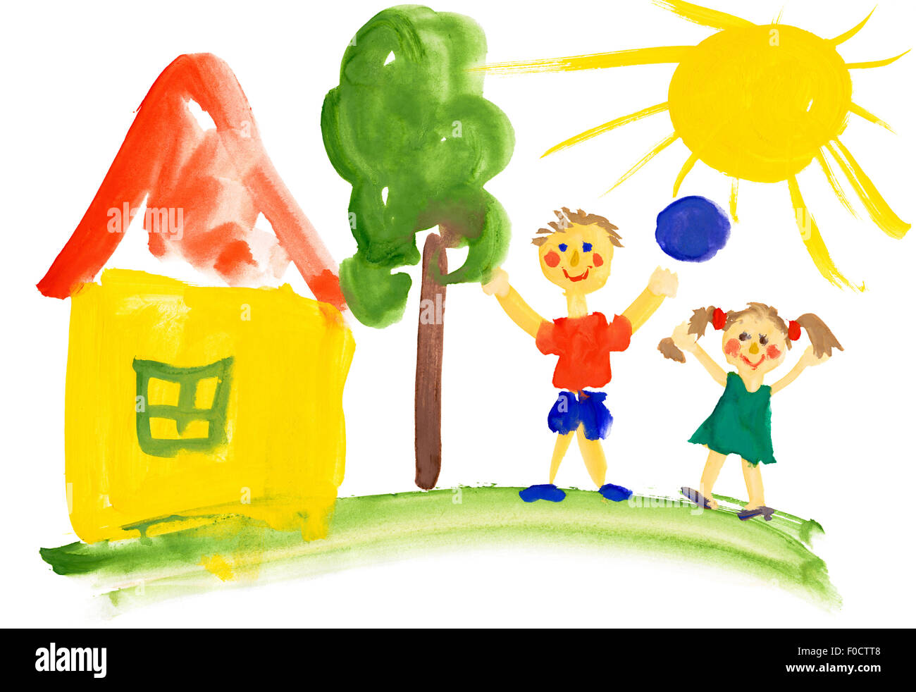 Children walk white house hi-res stock photography and images - Alamy