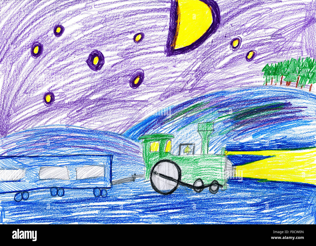 Steam train child drawing hi-res stock photography and images - Alamy