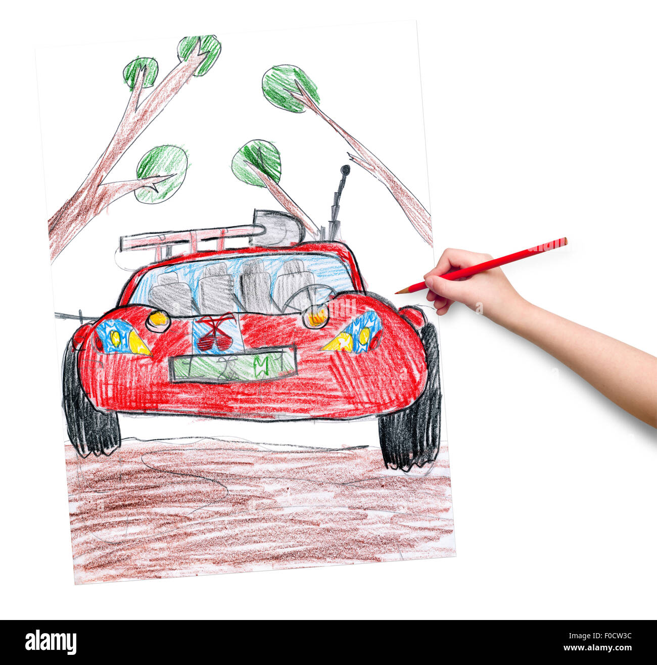 Child drawing car Cut Out Stock Images & Pictures - Alamy