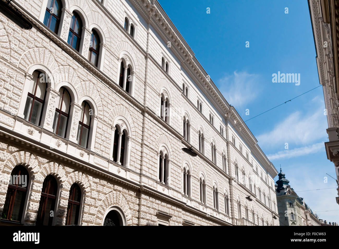 Architecture of arched columned windows in a building on ...