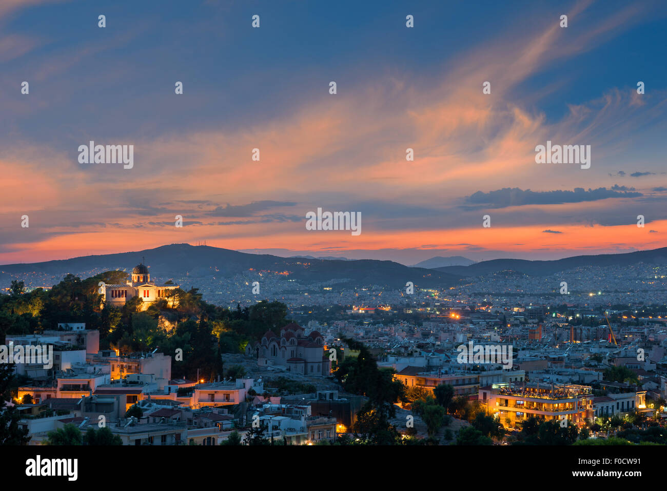Sunset at Athens - Greece Stock Photo - Alamy