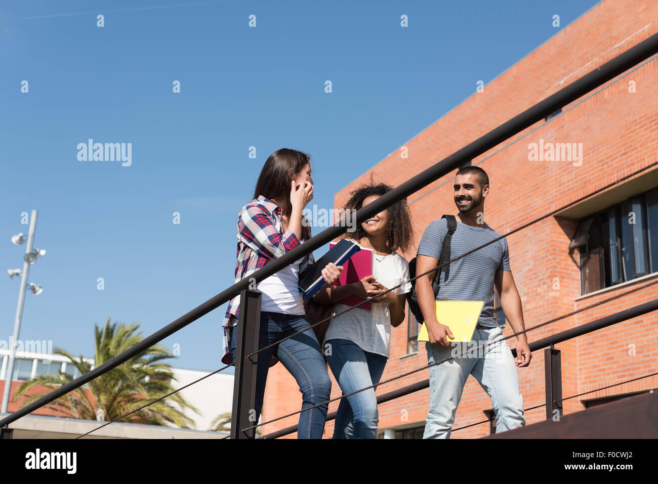 Group of students sitting on school campus Stock Photo - Alamy