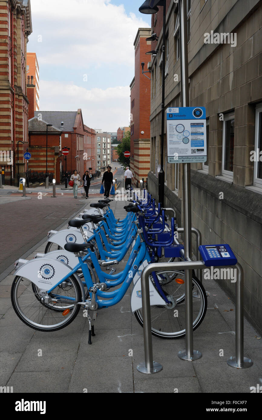 Sheffield Bicycle Bike Hire Pollution free Transport Stock Photo - Alamy