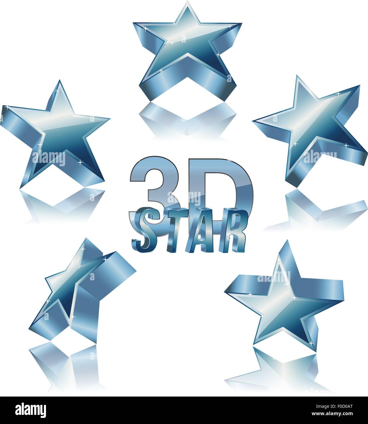 3d blue star set with reflection Stock Vector Image & Art - Alamy
