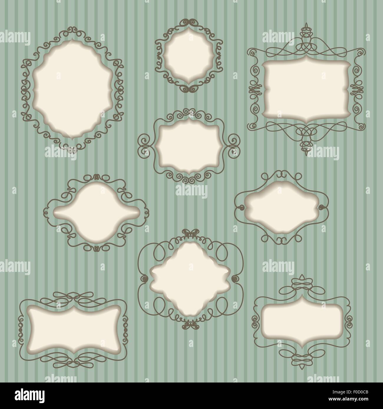 set of vintage frames on striped background Stock Vector Image & Art ...