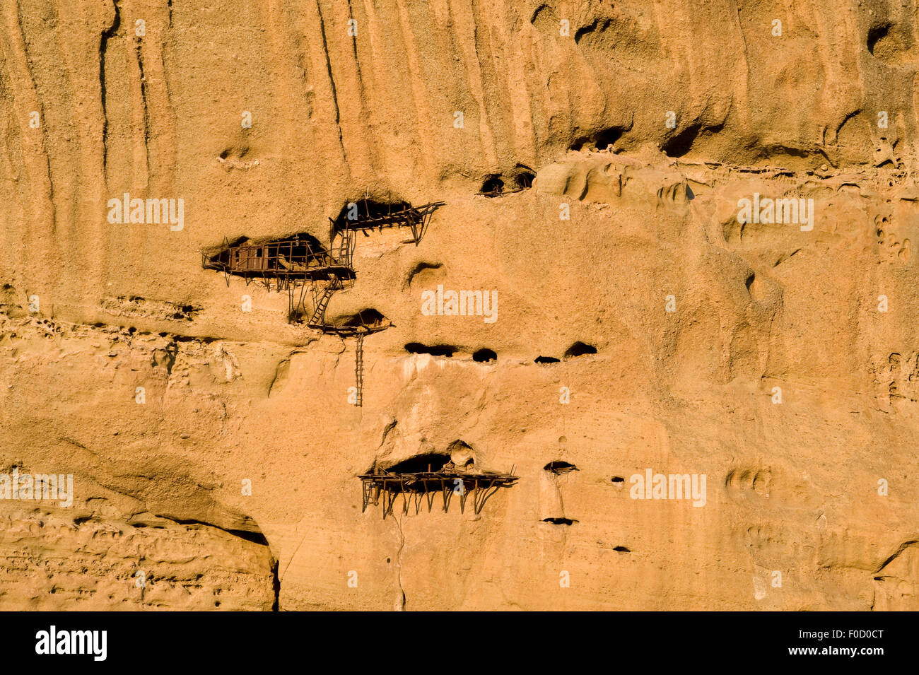 Cave dwellings of hermit monks in Meteora cliffs, Meteora, Greece ...