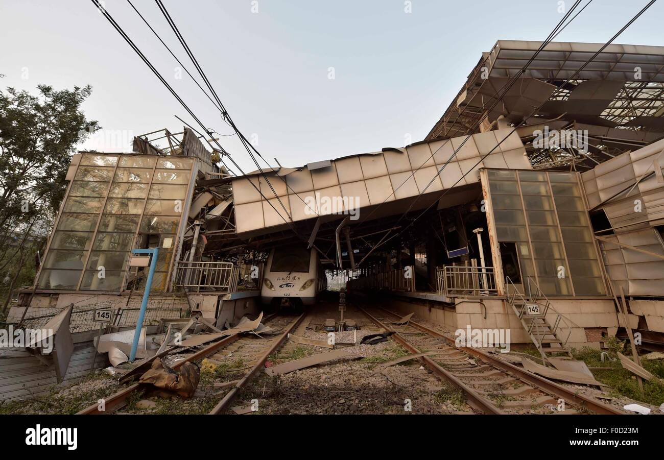 Tianjin. 13th Aug, 2015. The Donghai subway station of the Tianjin ...