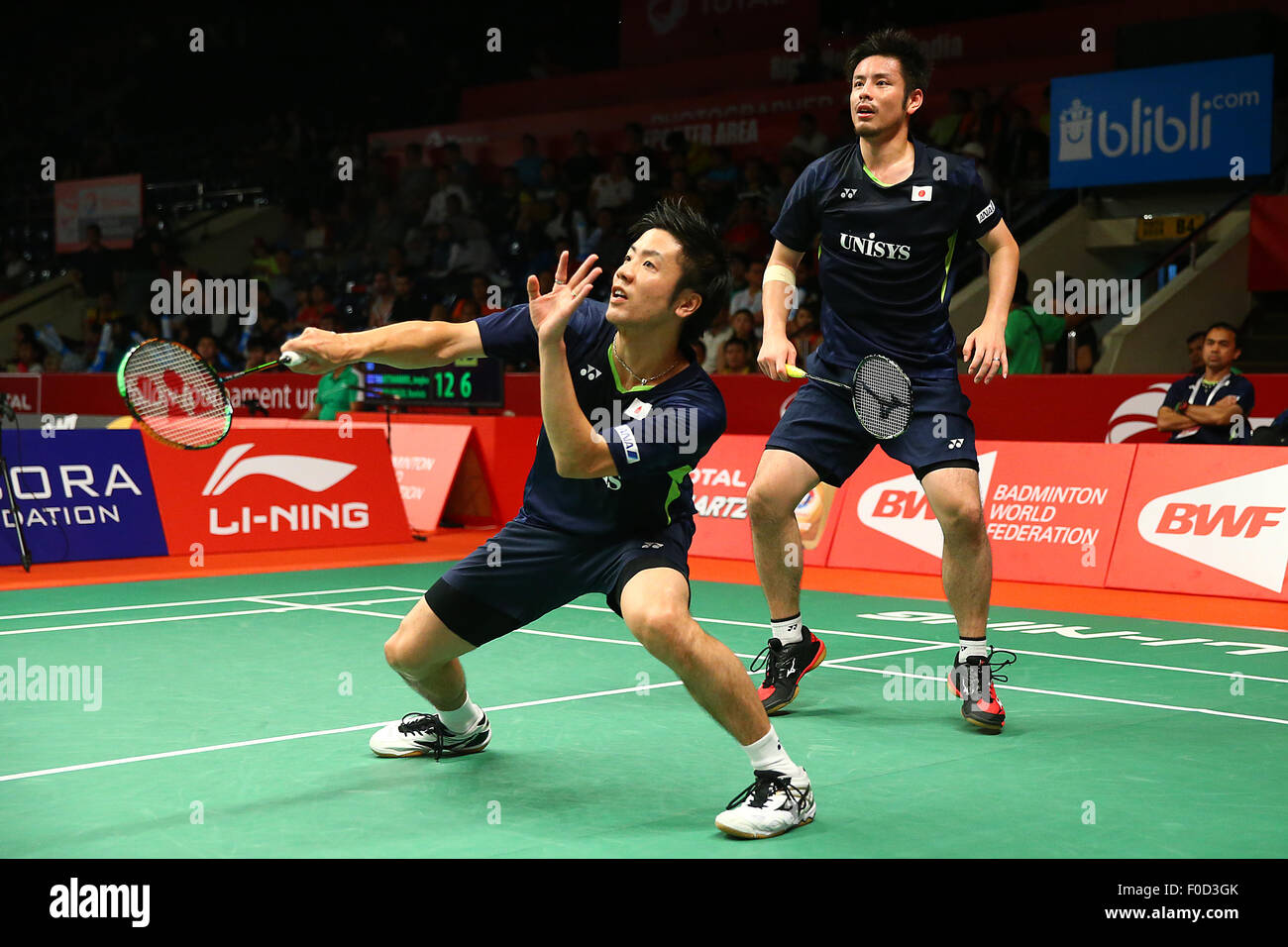 Istora Senayan Arena, Jakarta, Indonesia. 12th Aug, 2015. Kenichi ...