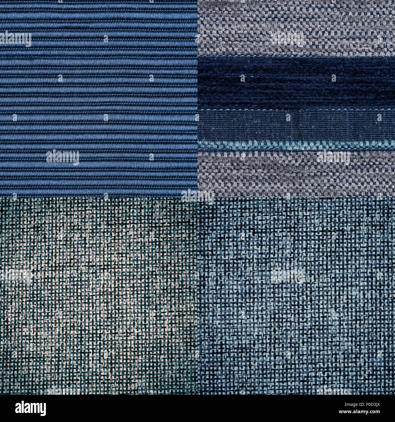 Set of blue fabric samples, texture background Stock Photo - Alamy