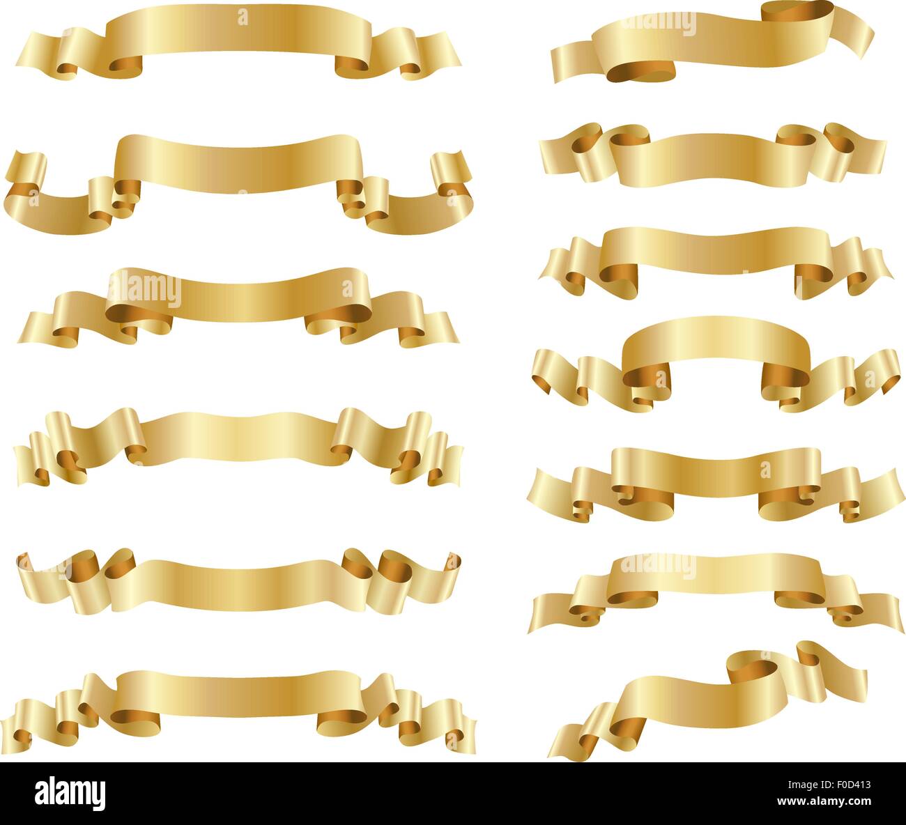 set of golden ribbons on white Stock Vector Image & Art - Alamy