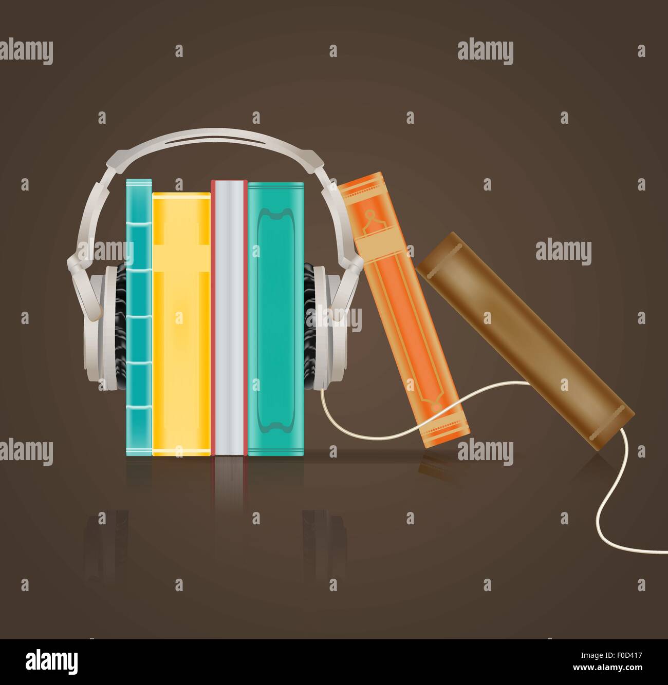 audio books concept with headphones on brown Stock Vector Image & Art ...