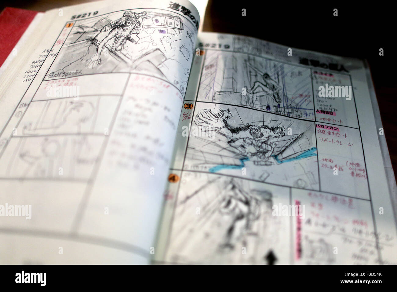 A storyboard of director Shinji Higuchi's film "Attack on Titan" is ...