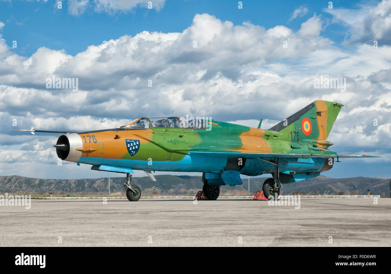 A Romanian Air Force MiG-21B assigned to Escadrilla 711 Aviatie Lupta ...