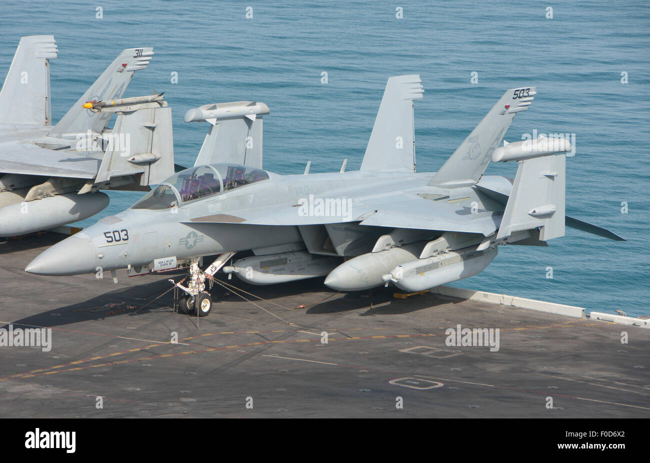 An EA-18G Growler assigned to Electronic Attack Squadron 137 (VAQ-137 ...