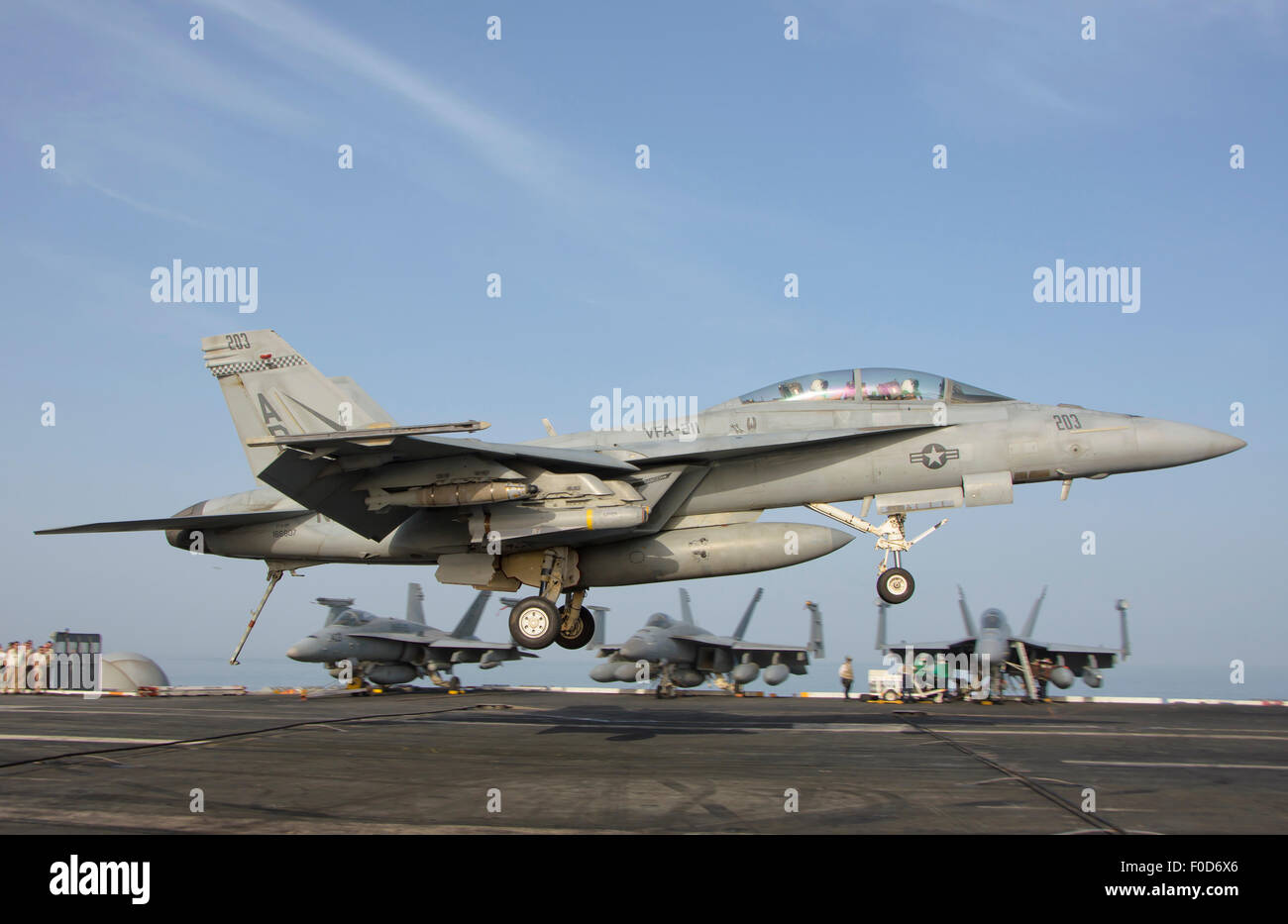 An F/A-18F Super Hornet assigned to the Fighting Checkmates of Strike ...