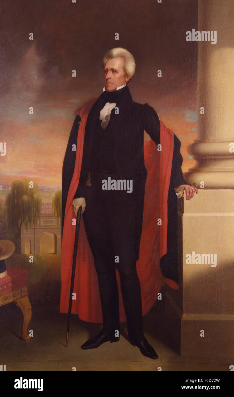 Vintage American history painting of President Andrew Jackson standing ...